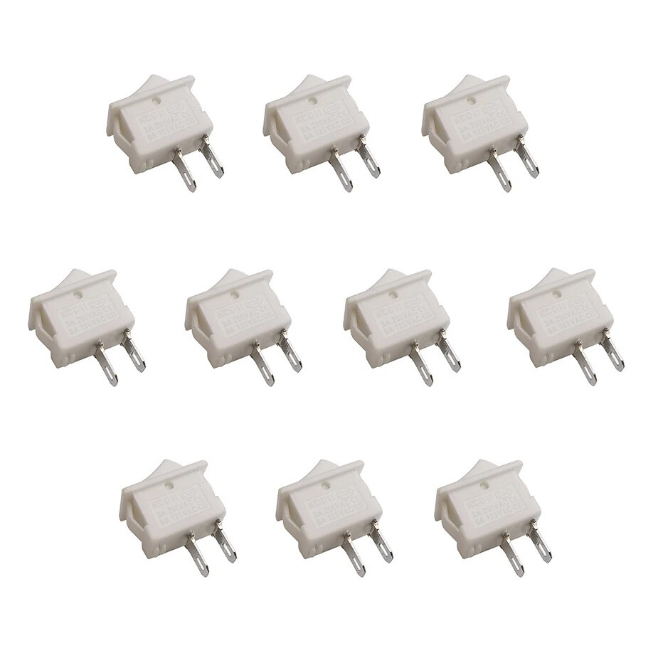 10x White Rocker Switches Rectangle 2-Pin ON/OFF Small Mini DC 12V AC ...