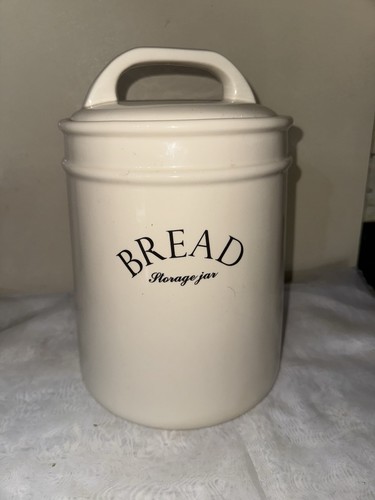 Bread Crock Ceramic Bread Storage Bin Pale Cream / Black VGC | eBay UK