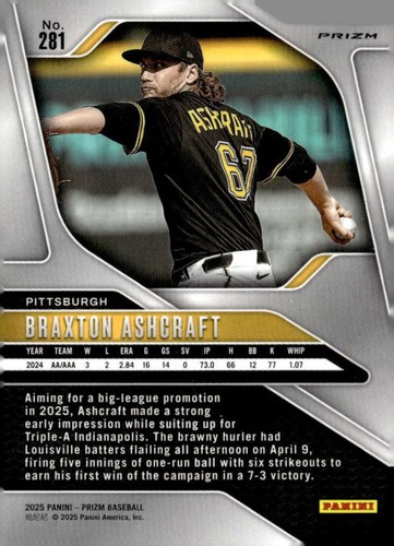 2025 Panini Prizm - Braxton Ashcraft, Braxton Ashcraft #281 Ruby Wave ...