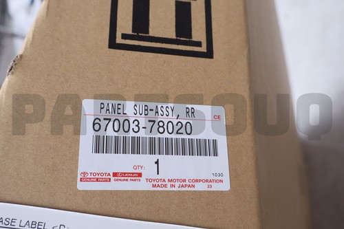 6700378020 Genuine Toyota PANEL SUB-ASSY, REAR DOOR, RH 67003-78020 | eBay