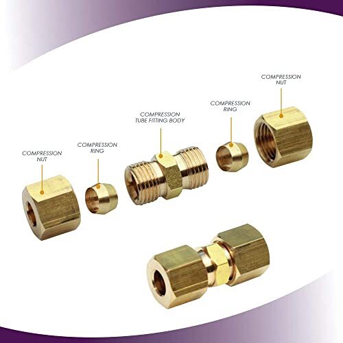 Ice Maker Water Line Brass Compression Tube Fitting 1/4” OD x 1/4” OD 2 ...
