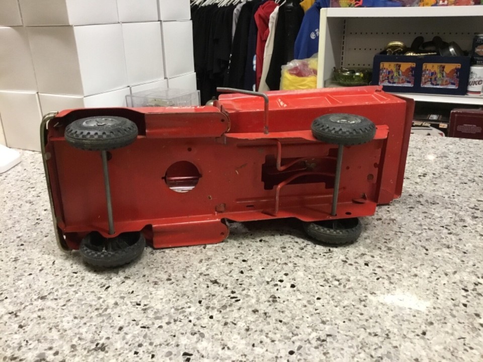 Vintage Buddy L Dump Truck Red Pressed Steel 14.5" bank | eBay