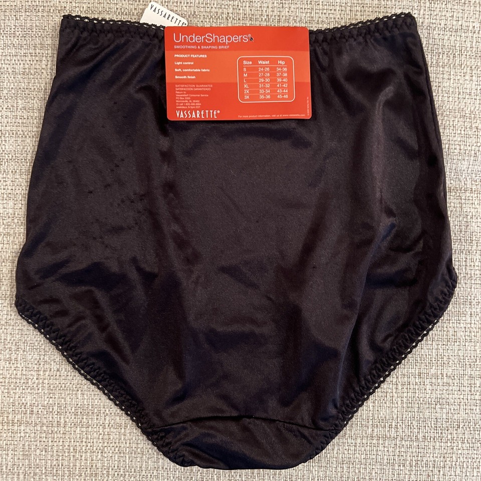 NWT Vasserette UnderShapers Smoothing Shaping Satin Brief Panty M Black ...