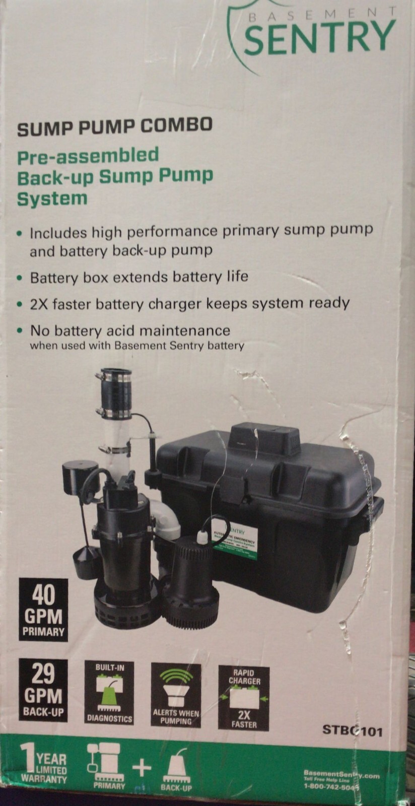 Zoeller Basement Sentry Battery Backup Combo Stbc101 for sale online | eBay