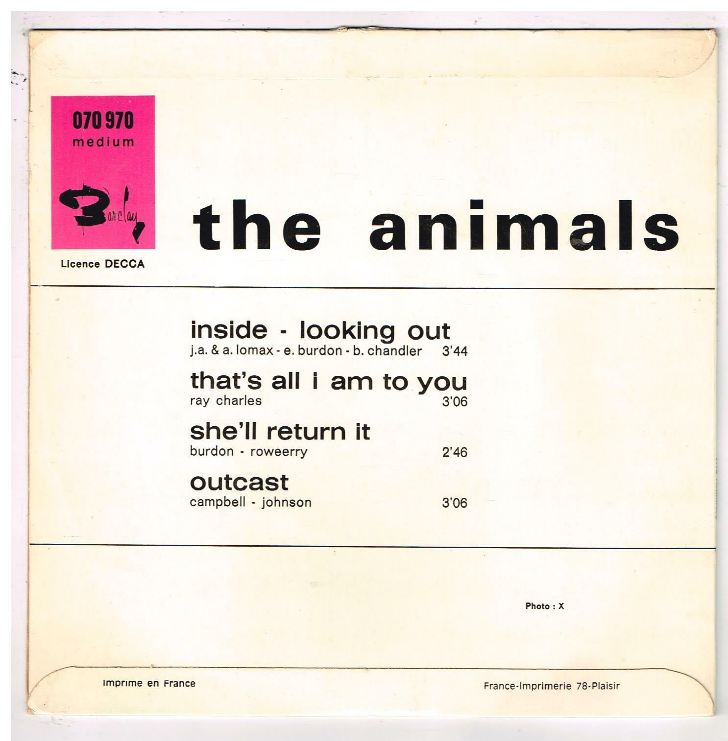 The ANIMALS Outcast 7' EP 45 tours | eBay