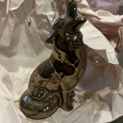 Ceramic Gold Wolf Figurine | eBay