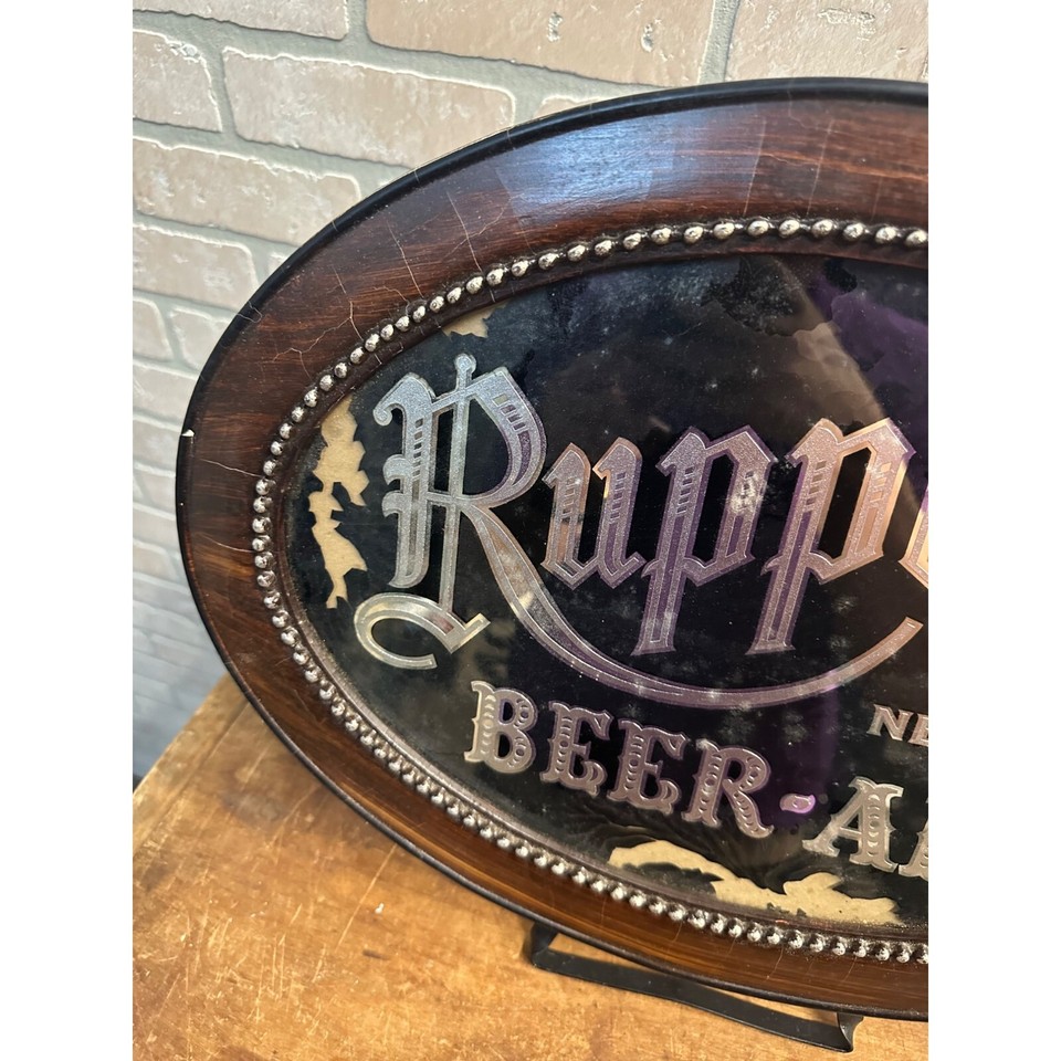 Vintage Ruppert Beer-Ale New York Reverse Painted on Glass w/ Original ...