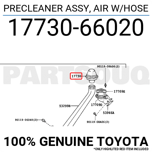 1773066020 Genuine Toyota PRECLEANER ASSY, AIR W/HOSE 17730-66020 | eBay