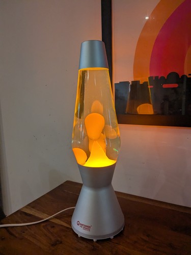 Original Mathmos Astro Lava Lamp Orange Yellow Flow Silver Base Retro ...