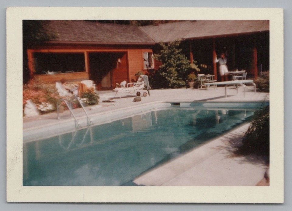 1970s Backyard Swimming Pool Relaxing Summer Day Suburban Home Candid ...