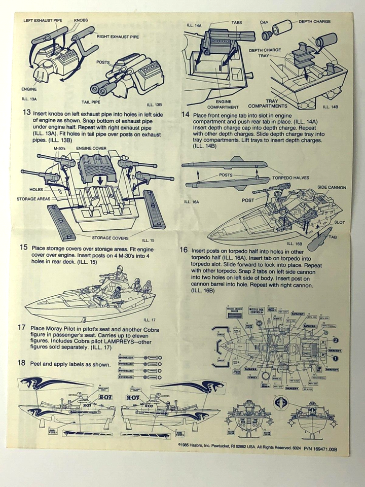 Vintage 1980s G.I. JOE Action Figure Toy Instructions Manual - COBRA ...