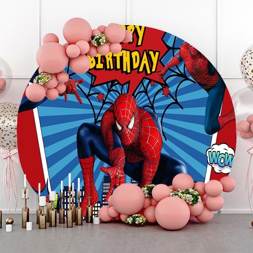 Round Spiderman Backdrop Kids Baby Shower Birthday Party Supplies ...