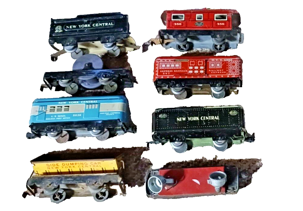 Vintage Marx Trains Cars - Lot of 8 Searchlight, Reel car and Dump car ...