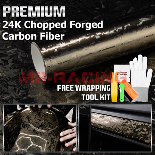 24K Chopped Forged Carbon Fiber Titanium Black Vinyl Wrap Sticker Decal ...