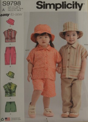 Simplicity- 9798- Toddlers' Tops, Pants, Shorts and Hat in three sizes ...