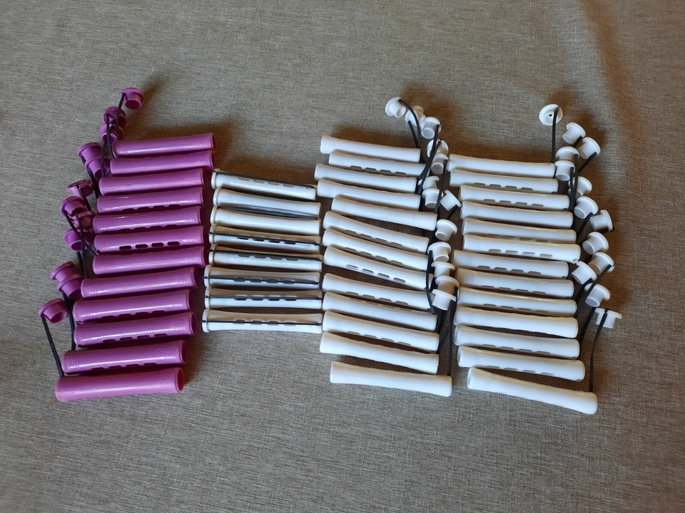 Lot of 46 Vintage 1980/90's Perm Rods Hair Rollers Purple & White ...