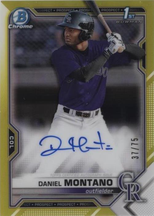 2021 Bowman - Chrome Prospects Autographs Daniel Montano #CPA-DM Yellow ...