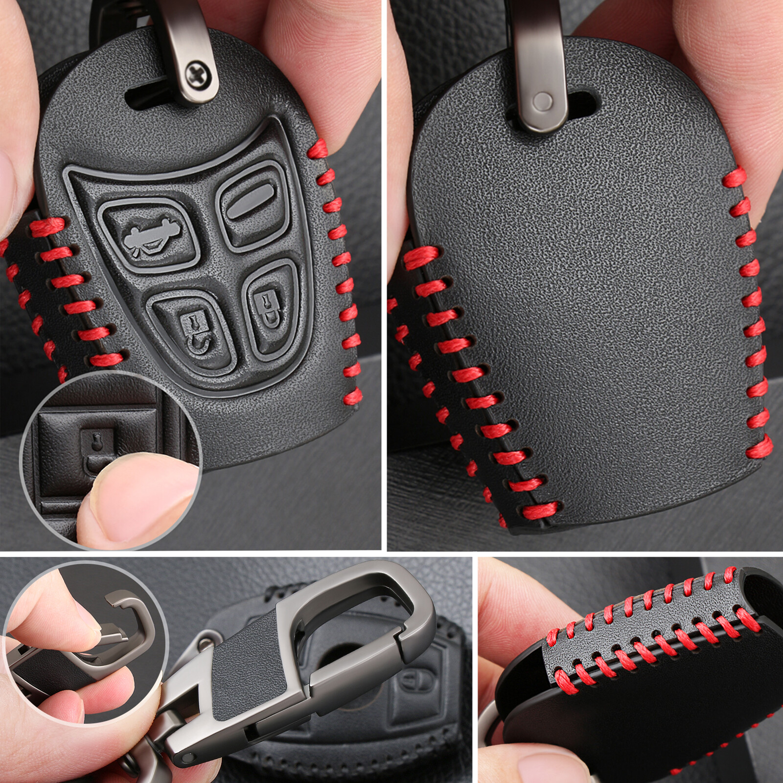 Leather Car key fob case cover for Saab 9-3 9-5 93 95 2003 - 2009 key ...