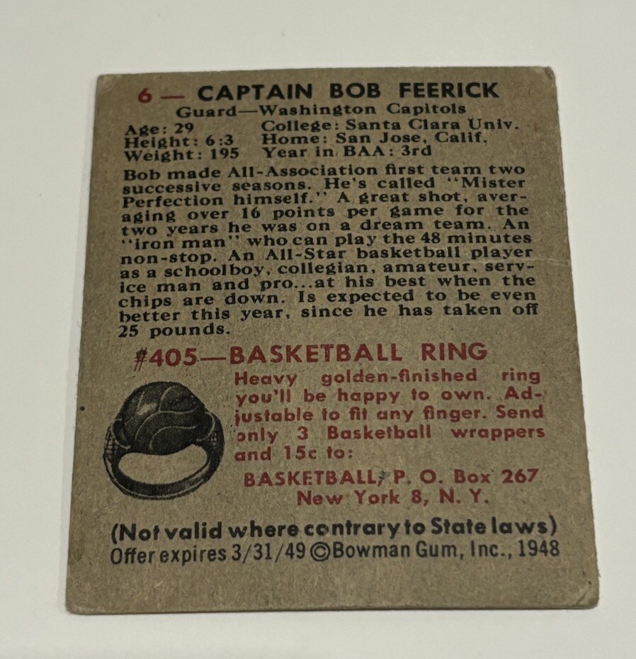 1948 Bowman Set-Break # 6 Bob Feerick VG-VGEX (crease) | eBay