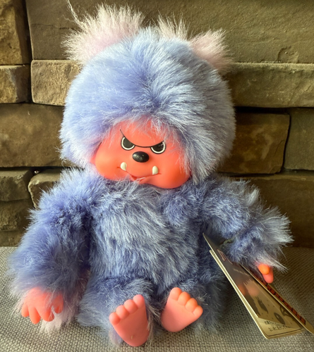 Rare 1997 Monchhichi Blue Plush Monster Doll Sekiguchi 8" (20cm) Kicky ...