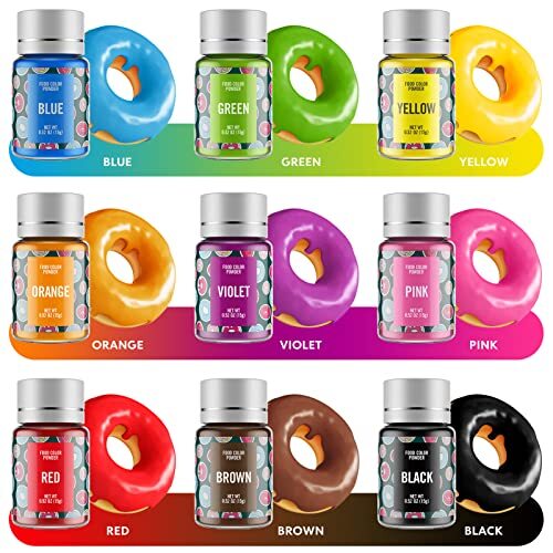 Powder Food Coloring 9 Colors Set - Jelife Powdered Food Dye Edible ...