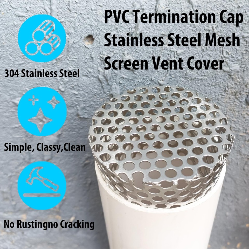 PVC Termination Vent Mesh Cap, 4.14in to 4.34in Rustproof Stainless ...