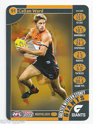 2013 Teamcoach (91) Callan WARD Greater Western Sydney | eBay Australia