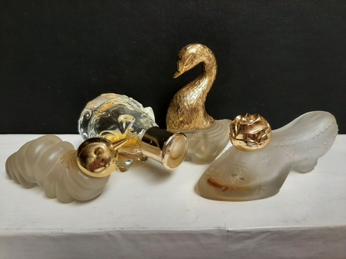 Lot of 4 Mini AVON Figural Vintage Miniature Perfume Samples Worm Pig ...