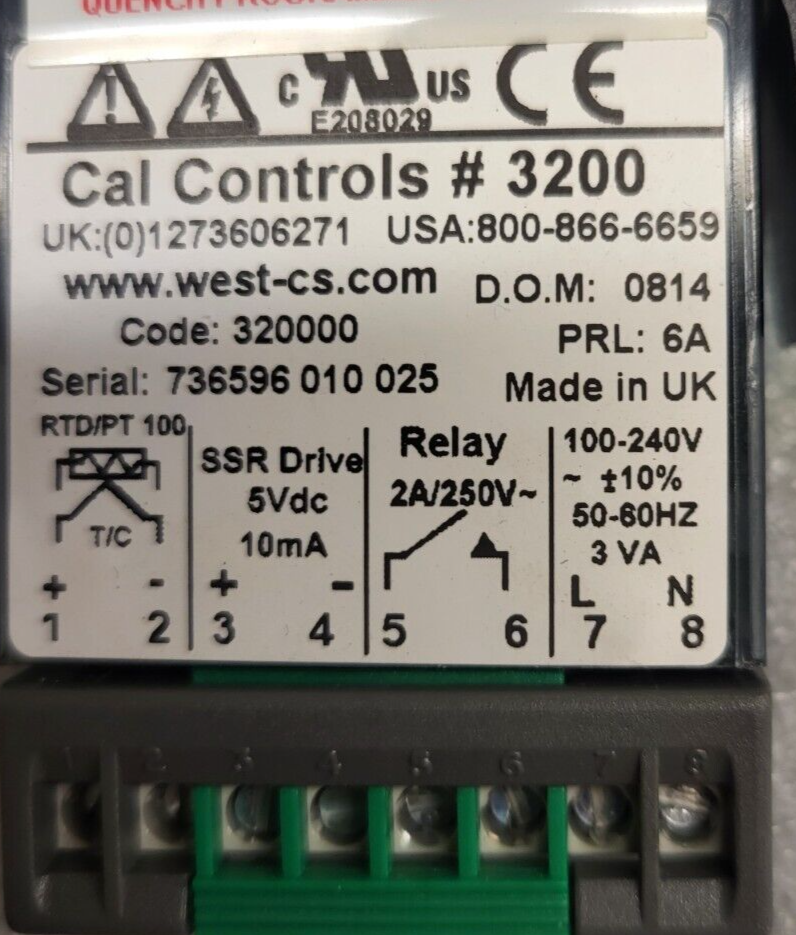 CAL CONTROLS 3200 Temperature Control Controller (IN30S1B3) | eBay