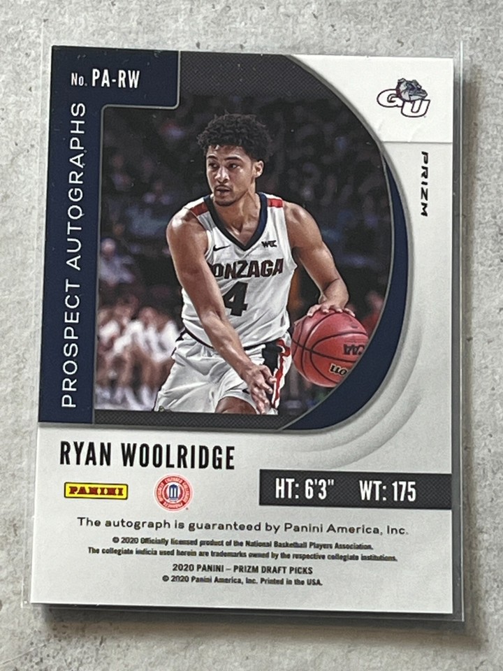 2020 Prizm Draft Ryan Woolridge Red Cracked Ice Prospect Rookie RC Auto ...