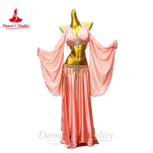 Belly Dance Performance Costume Set Women Bra+satin Split Long Skirt ...