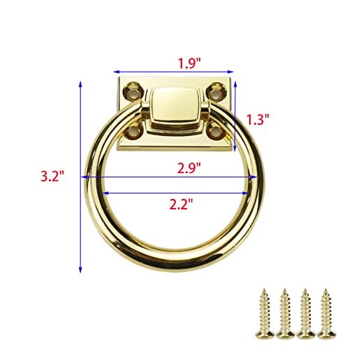 2 Pcs Chair Back Pulls Drop Rings Handles for Closet Drawer Cabinet ...