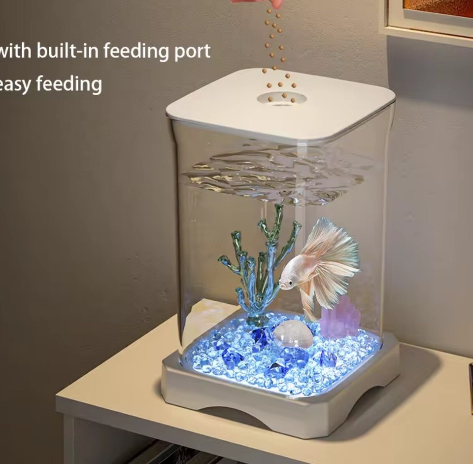 Aquarium For Bettas With Light,Desktop Fish Tank, Betta Tank, Mini Home ...