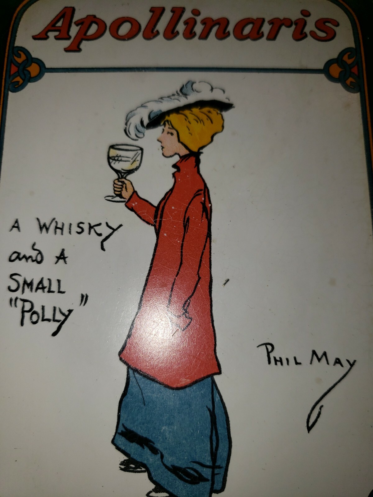 ANTIQUE ORIGINAL APOLLINARIS QUEEN OF TABLE WATERS LITHOGRAPHED TIP ...