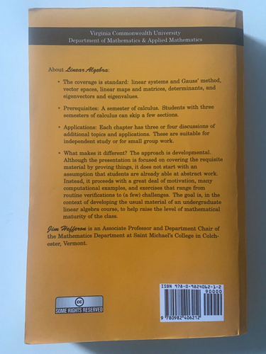 Linear Algebra by Jim Hefferon (2009, Trade Paperback) for sale online ...
