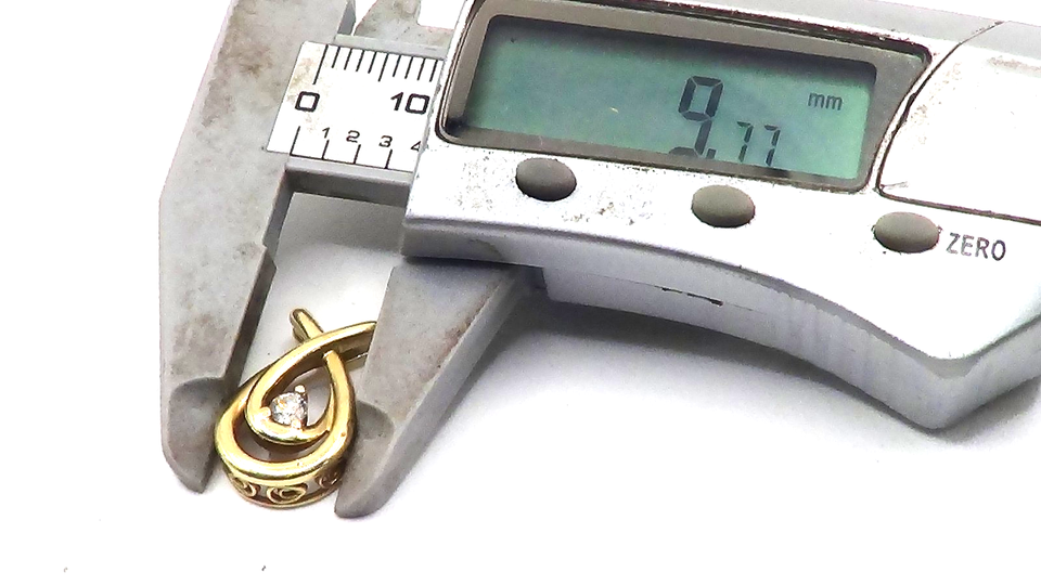 BEAUTIFUL SOLID 10 YELLOW Gold & Diamond Tear Drop Design KS Pendant | eBay