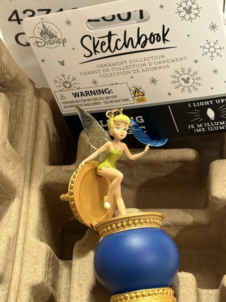 Disney Parks Tinker Bell Light-Up Living Magic Sketchbook Ornament NWT ...