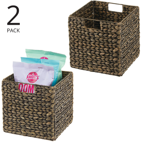 MDesign Storage Bins Black Wash Seagrass Folding Cube Storage Bins, 2 ...