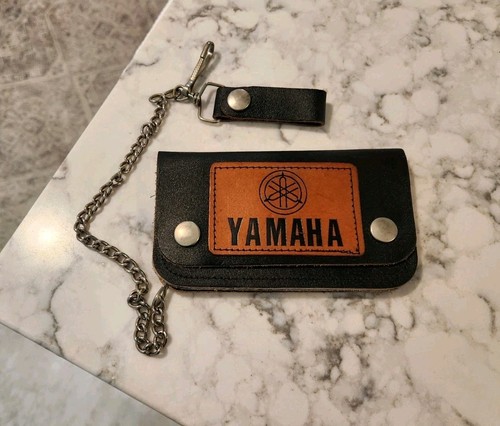 Rare 1980s Vintage Heavy Duty Leather Yamaha Black Brown Biker Chain ...