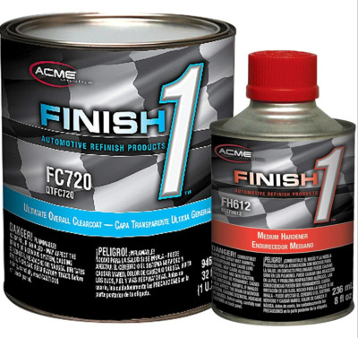 ACME FC720 FINISH 1 Quart CLEAR COAT KIT W FH612 Medium HARDENER FREE ...