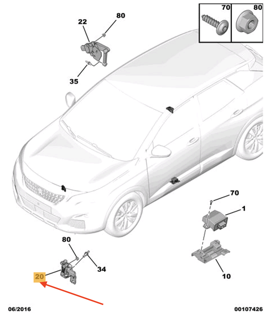 PEUGEOT 3008 MK2 Front Body Heigh Lever Sensor 9817423180 New Genuine ...