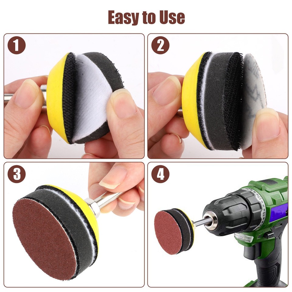 303PC 2 inch Sanding Discs Dry Hook Loop Drill Adapter For Rotary Tools ...
