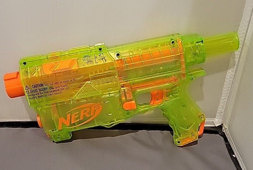 HTF Nerf Translucent Clear Green Sonic Blaster Dart Gun Recon Toy Works ...