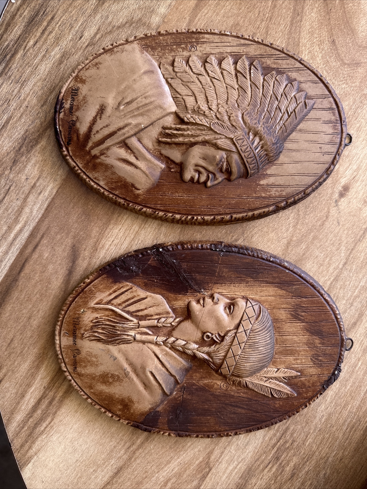 Vintage 1945 Native American Couple 3D Plaques Chief Orn-a-Craft Indian ...