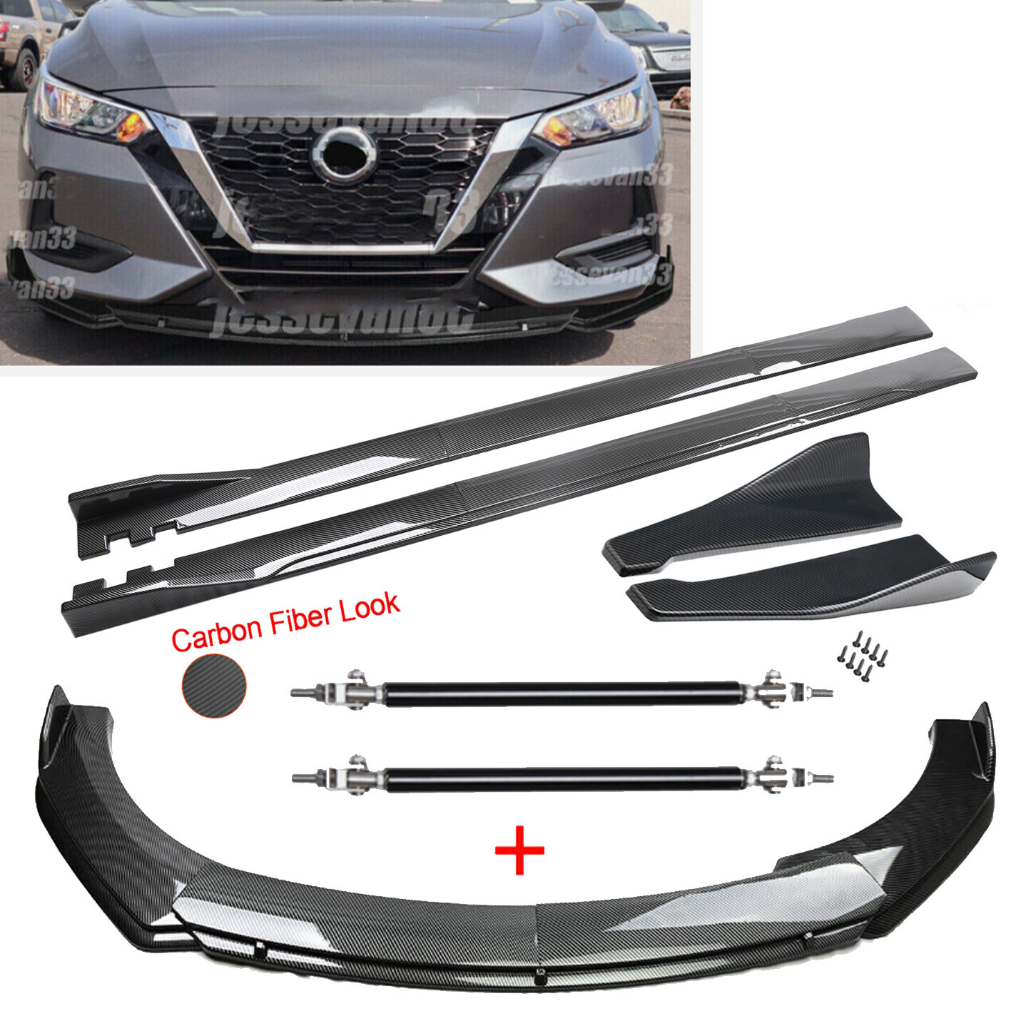 Carbon Fiber Front Bumper Rear Splitter Spoiler Side Skirt For Nissan ...