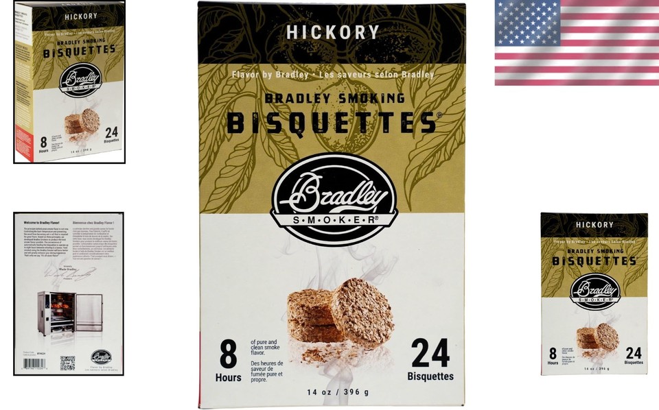 Bradley 24 Pack Hickory Bisquettes - Clean Smoke for BBQ & Grilling ...