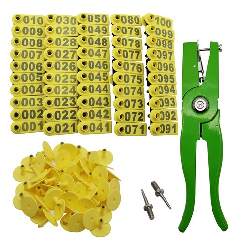 Sheep Ear Tag 001-100 Number Plastic Livestock Tags Goat With Punch Ap ...