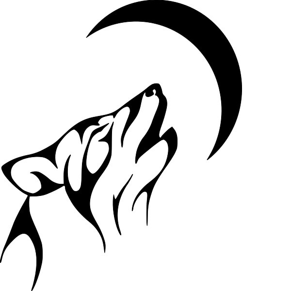 Wolf Stencil Howling At The Moon Illustration Cartoon Wolf Howling
