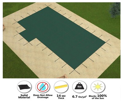 GLI HyperLite Rectangle Safety Pool Cover Solid w/ Drain w/ Left 2 ...