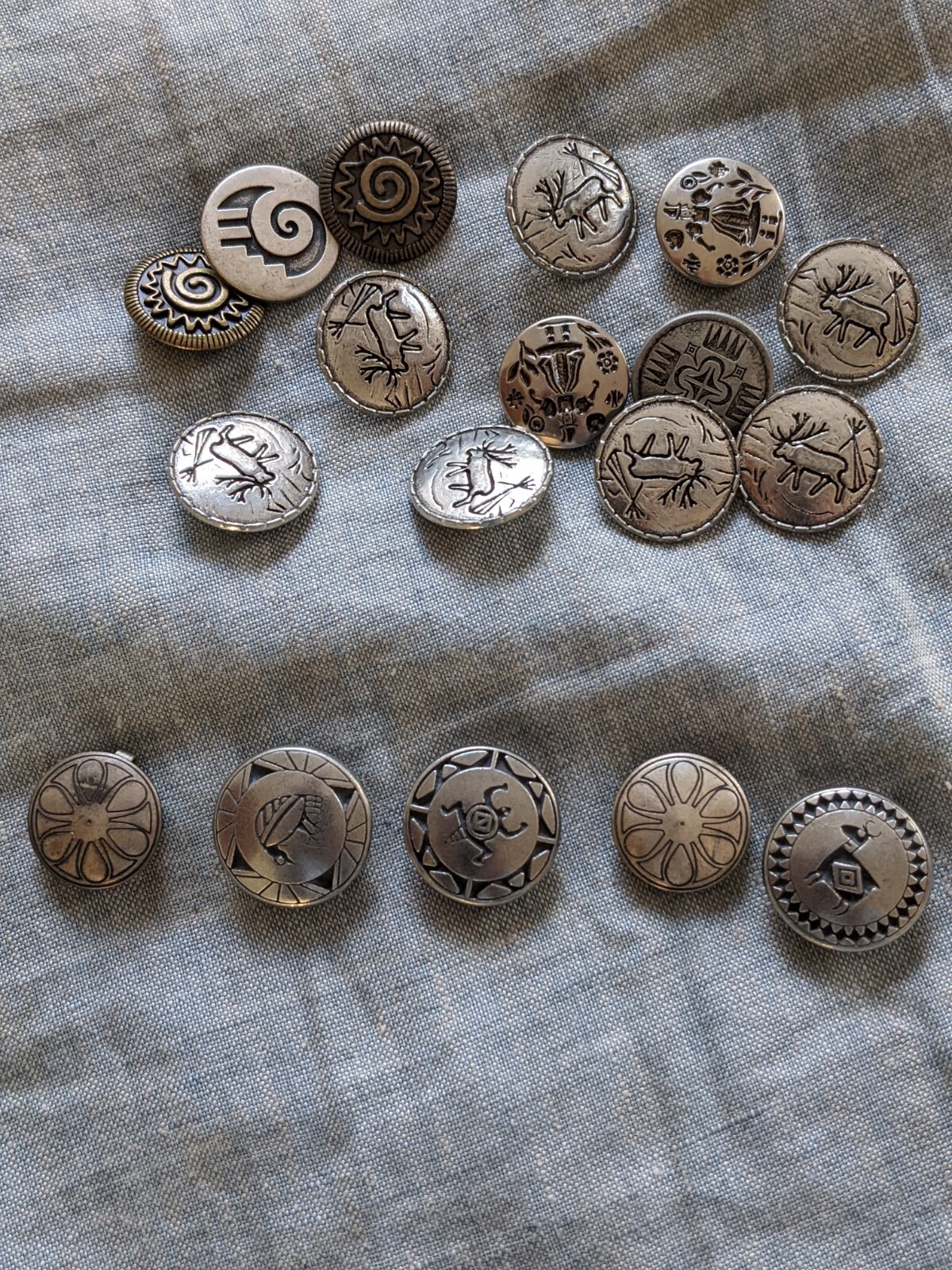 Lot of 18 Southwestern Silver Buttons & Button Covers | eBay